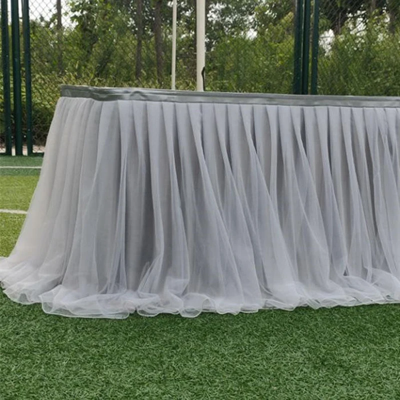Table Skirt Hotel Skirting Polyester Tulle Tutu Supplies For Decoration ...