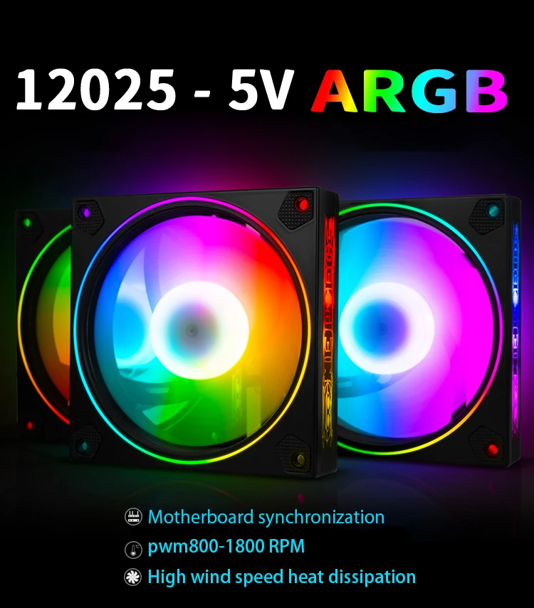 Computer Fan 5v Argb 3pin Motherboard Sync Fan Addressable 120mm Pwm ...