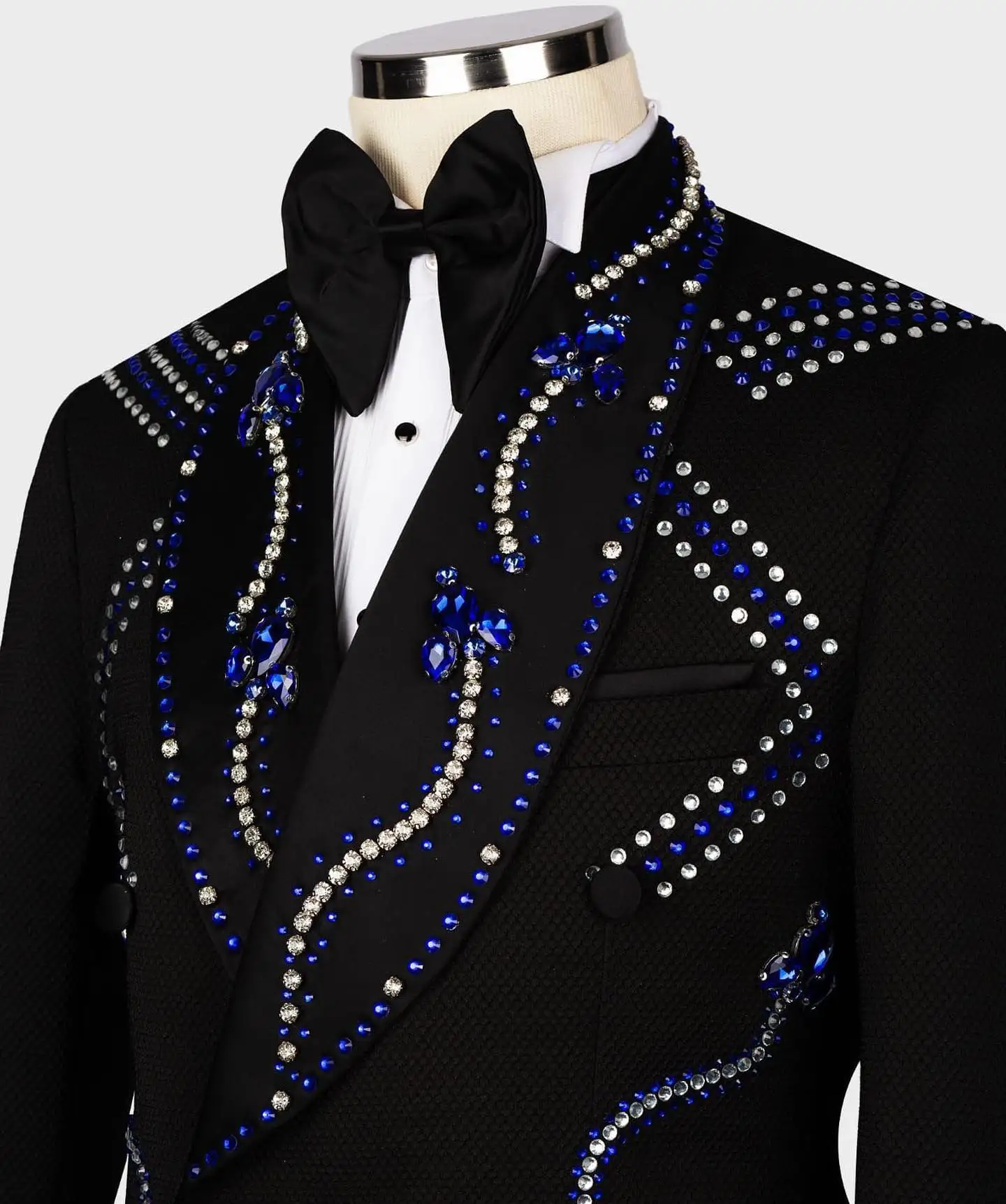Custom Rhinestone Shining Double Breasted Wedding Suit for Men Formal ...