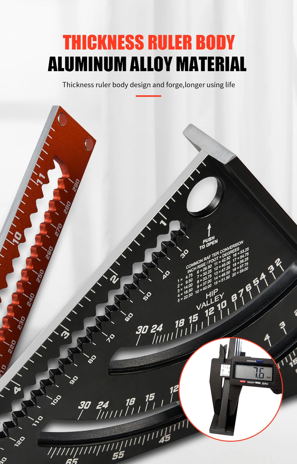 7 Inch Folding Triangle Ruler,Multi-angle Measurement Aluminium Alloy ...