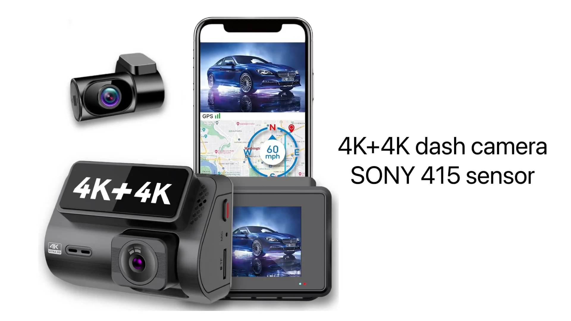 Front 4k Rear 4k Dual Sony Lens With Wifi Gps Track Driving Recorder ...