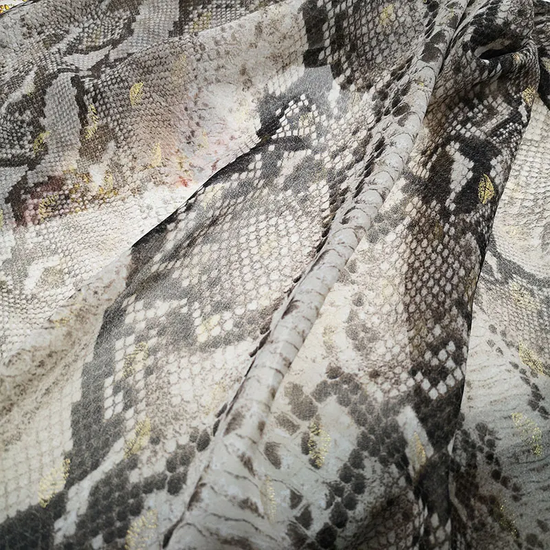 Custom Animal Snake Skin Pattern Glitter Foil Print Fabric
