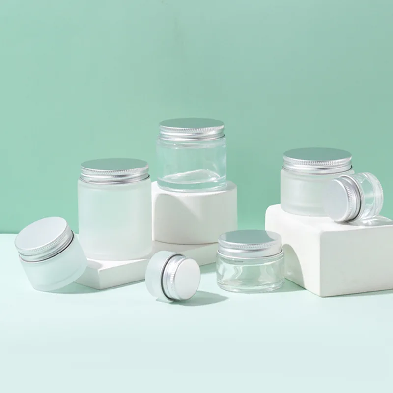 Frosted Glass Cosmetic Jars With Silver Lid - 10g Lotion Jars Wholesale ...