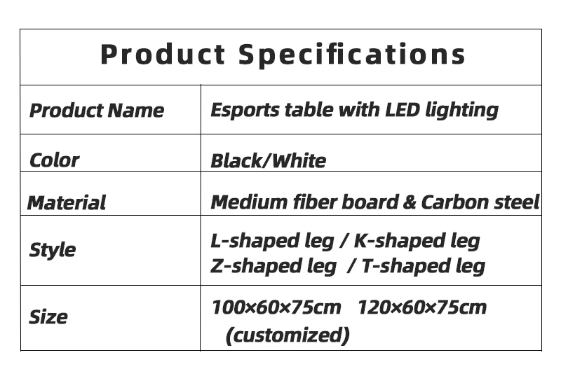 L Shaped Rgb Office Computer Gamer Gaming Tables Desk And Chair Table ...