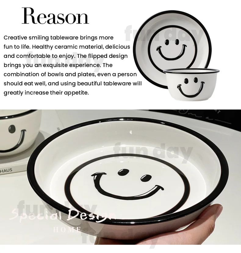 Originality Smiling Face Design Korean Ceramic Dinnerware Sets ...