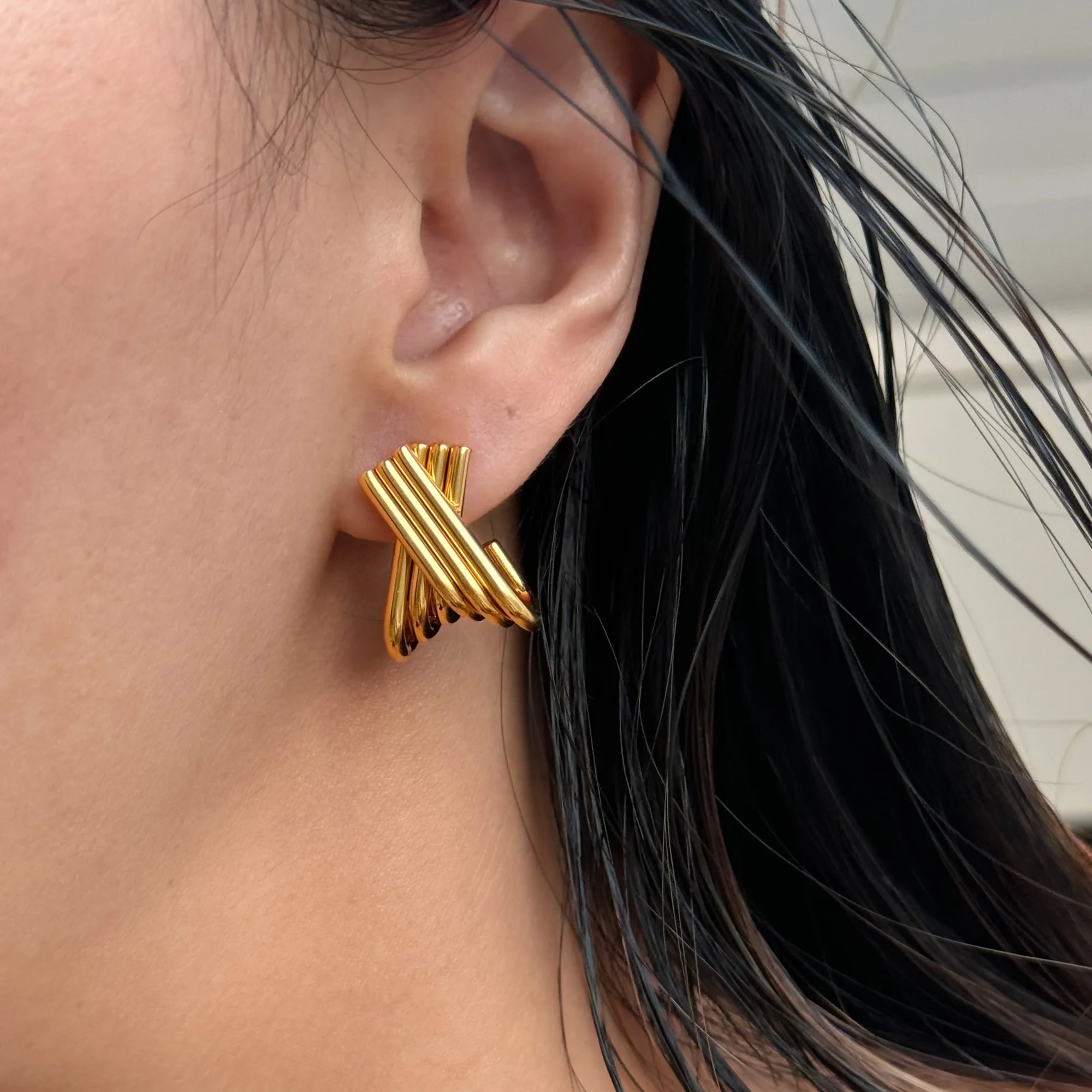 Dazan New Ins Trendy 18k PVD Gold Plated Earrings