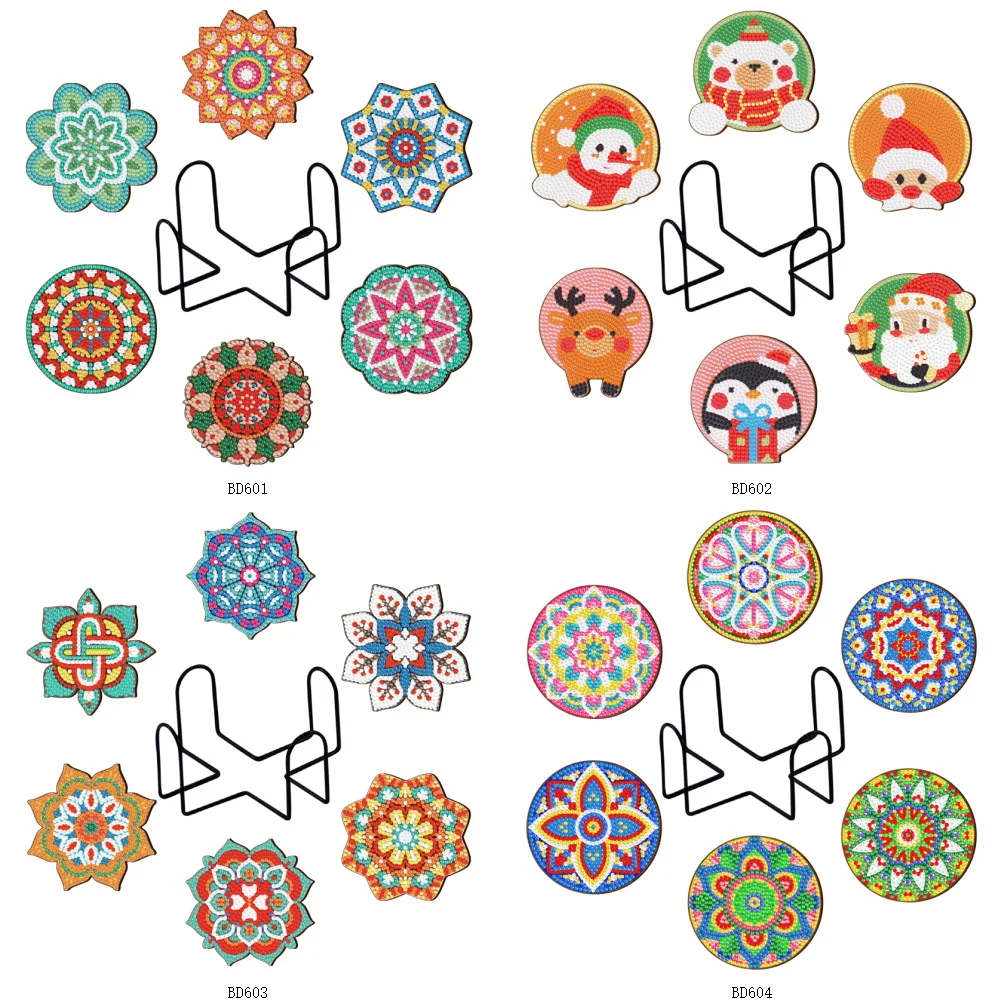 5d Square Special Shape Drills Mandala Diamond Art Painting Coaster Set ...