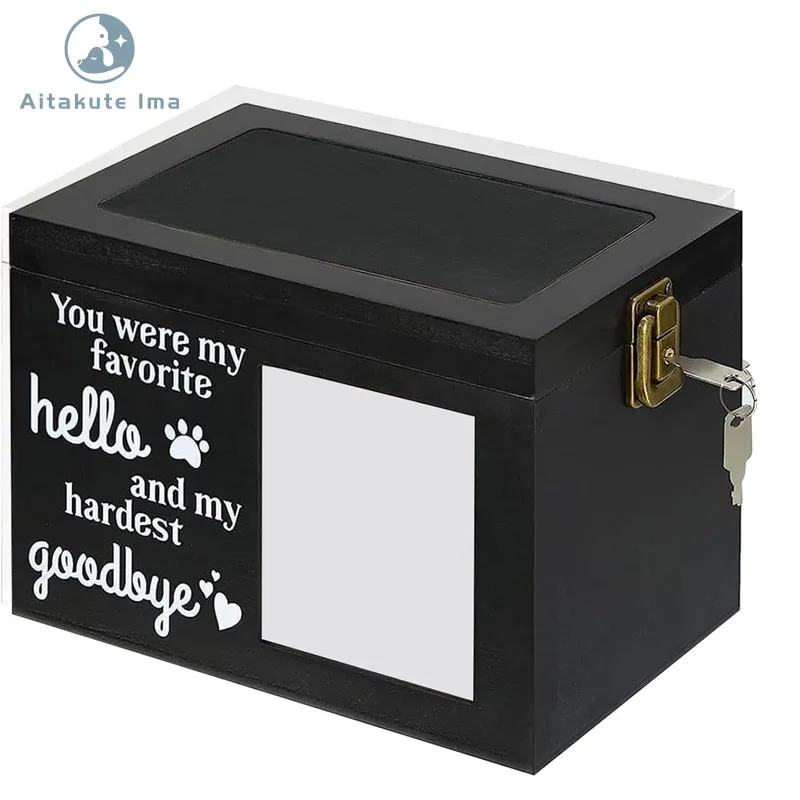 Custom Wooden Pet Memorial Box For Dog Or Cat Ashes With Photo Frame ...