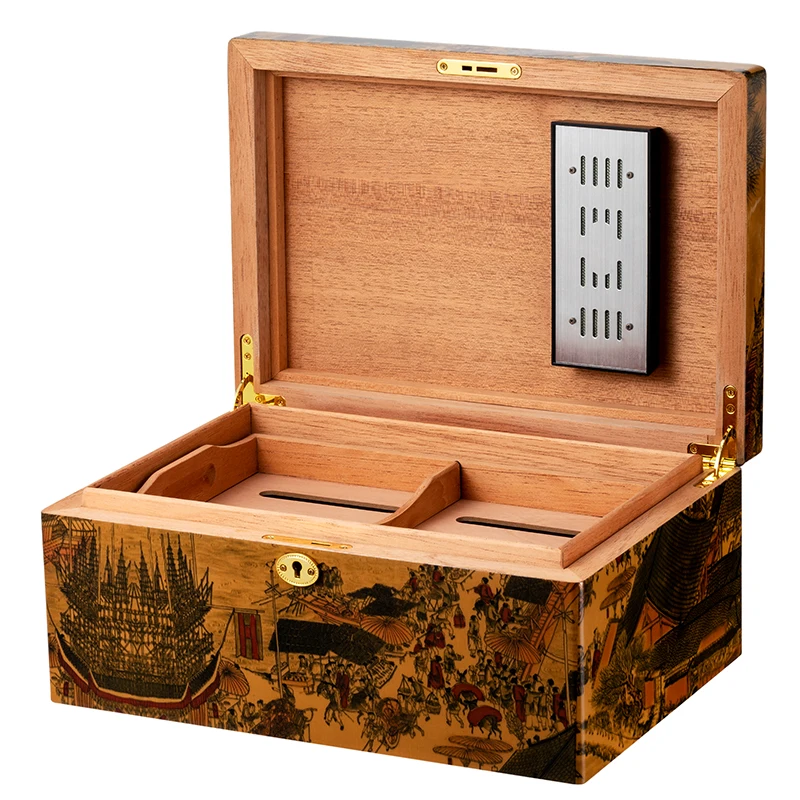 New Pattern Cedar Solid Wooden Cigar Humidor Cabinet Large Packaging ...