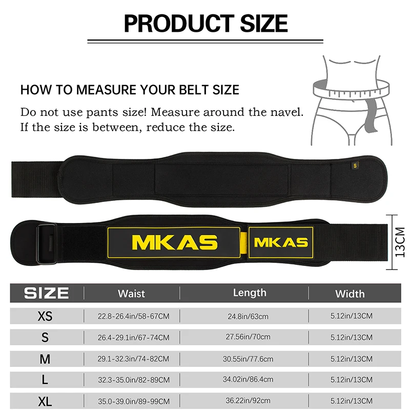 MKAS Gym Weight Lifting Belt - Adjustable Support & Comfort