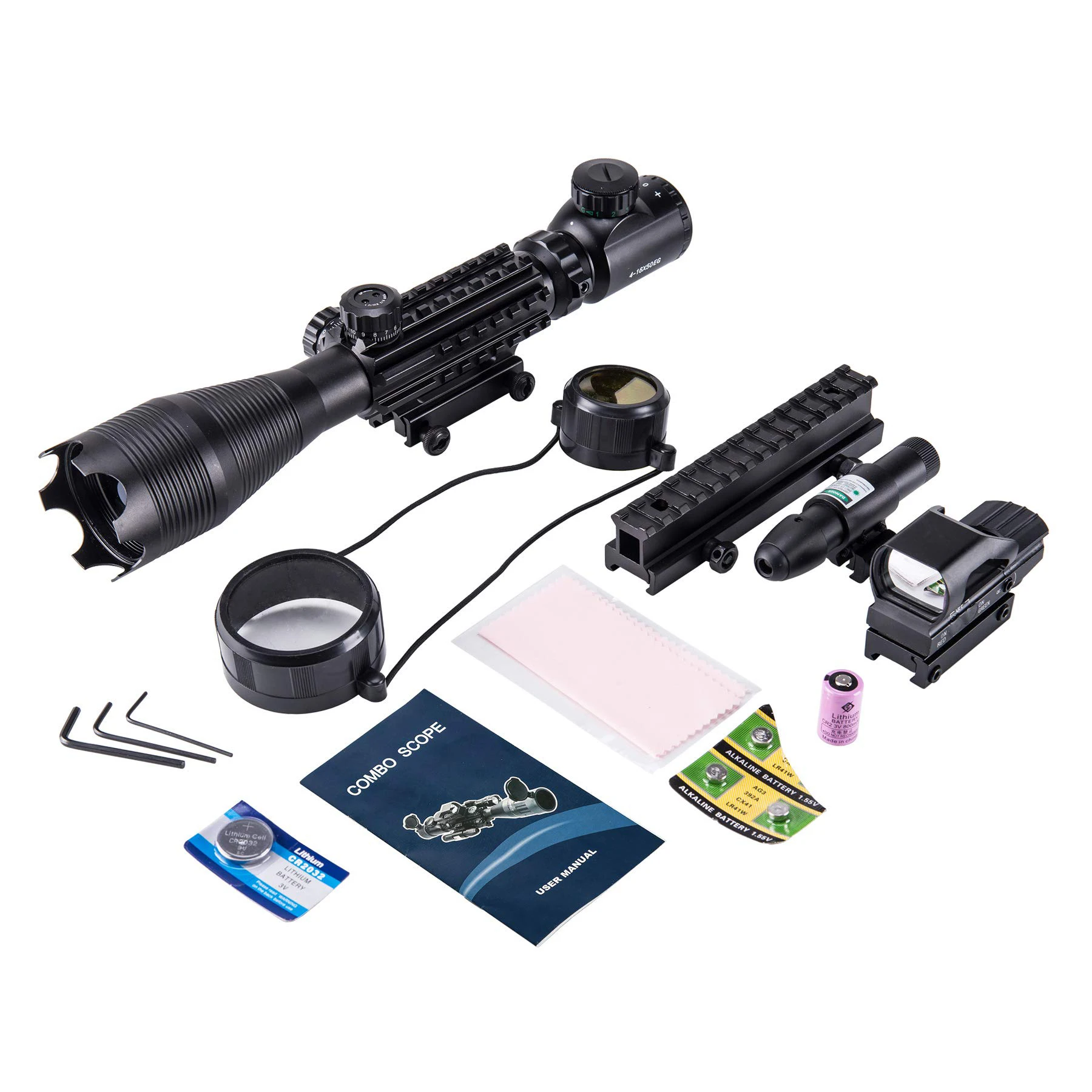 Factory Scope Red Dot Laser Combo 4 in 1 Set with 4-16x50 Illuminated ...