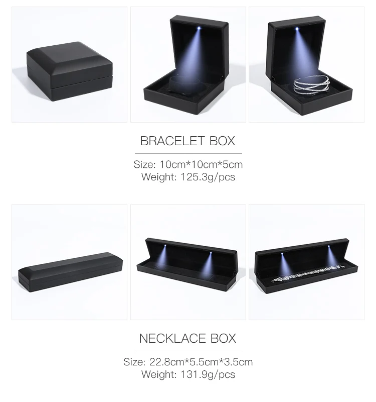 Luxury Custom Necklace Zircon Pendant Black Packaging Led Light Leather ...