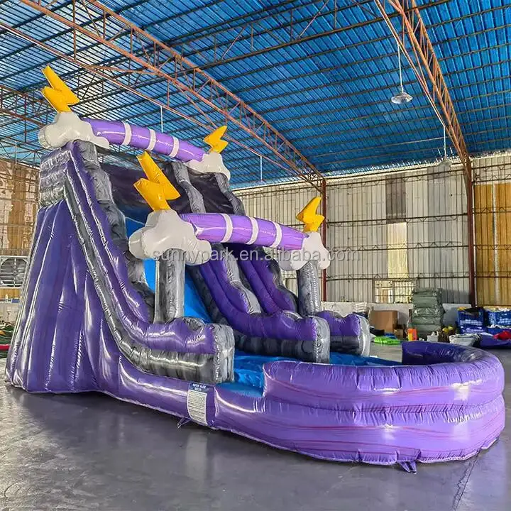 Commercial Double Lane Inflatable Waterslide Pool Inflatable Dry And ...