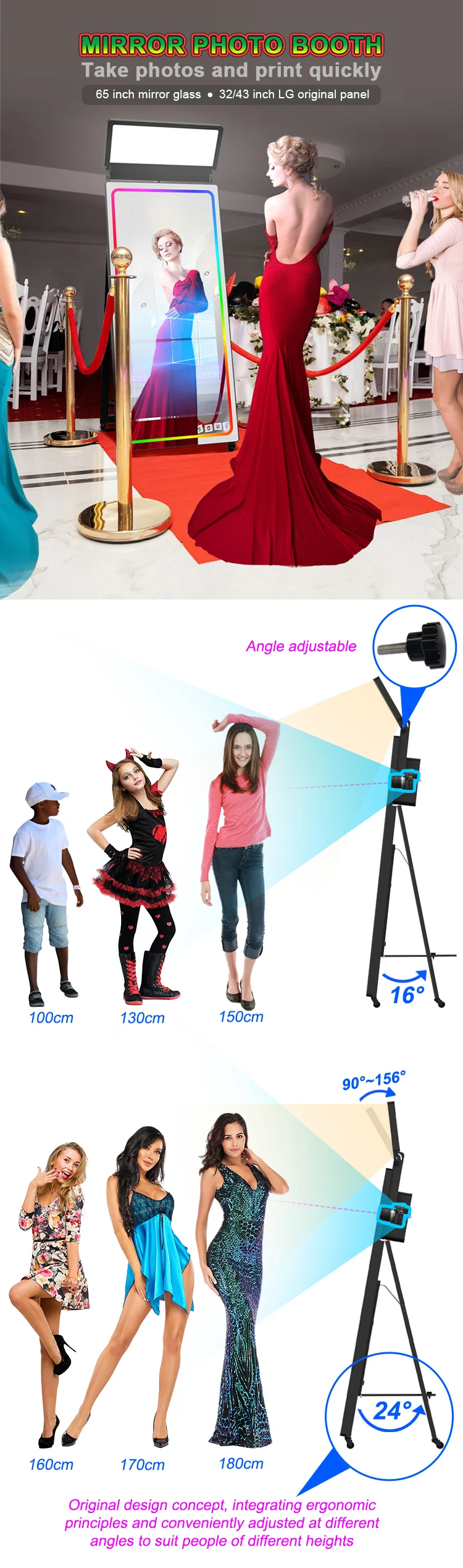 Magic Mirror Photo Booth With Built In Light Automatic Selfie Photo ...