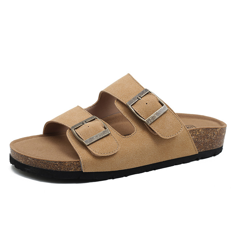 Leather Wood Soled Summer Slippers Men's And Women's Slippers ...