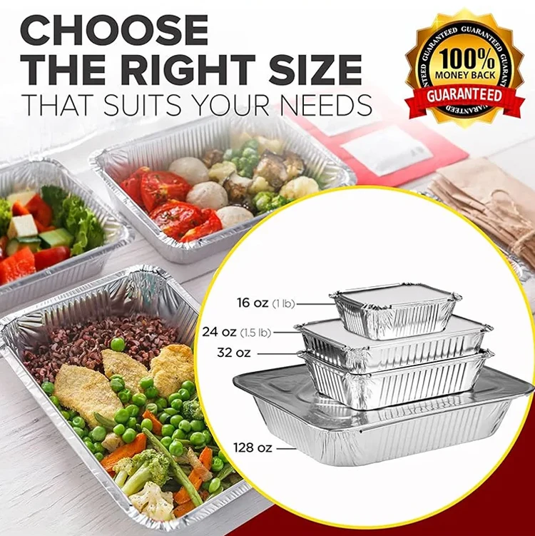 Disposable Rectangular Take Away Aluminium Foil Trays Takeout Container ...