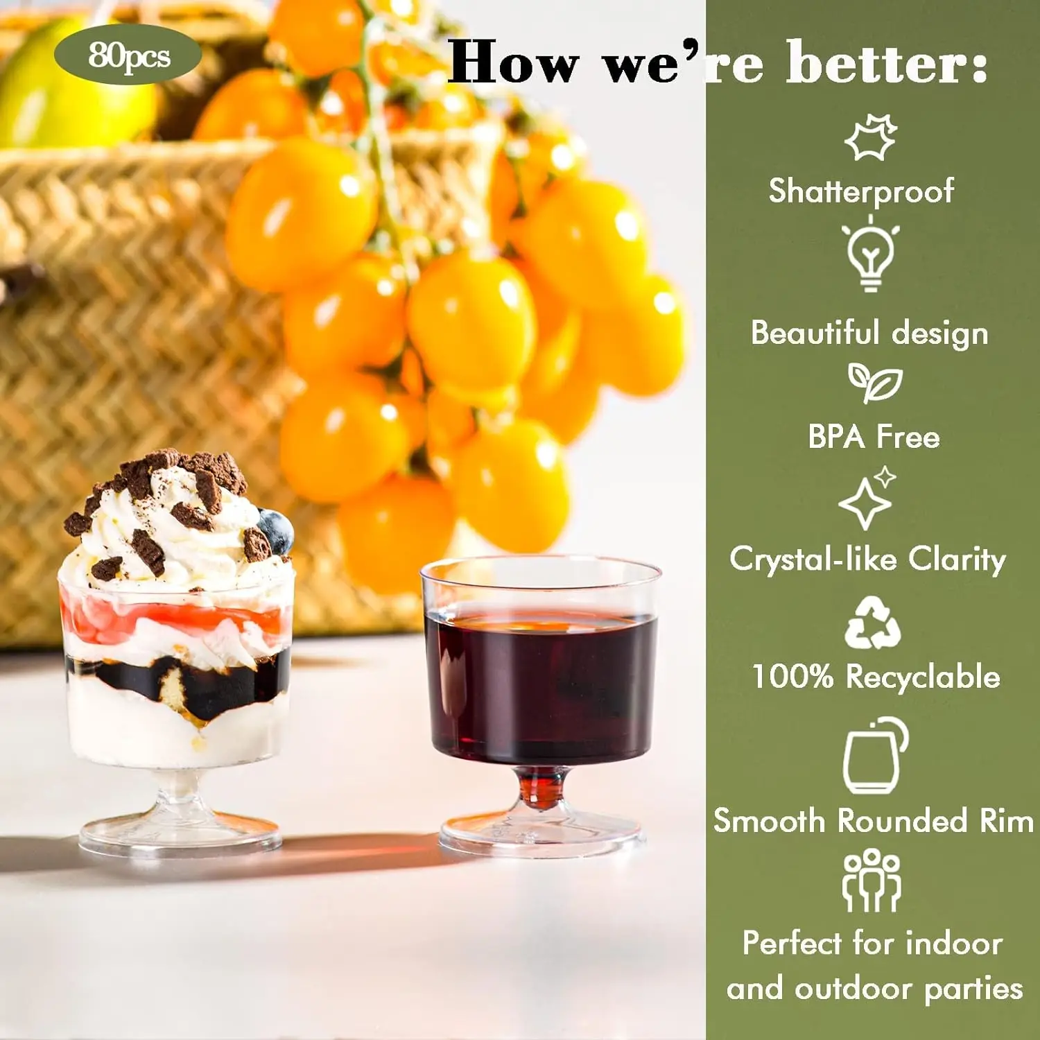 2 Oz Clear Hard Disposable Plastic Drinking Dessert Ice Cream Wine ...