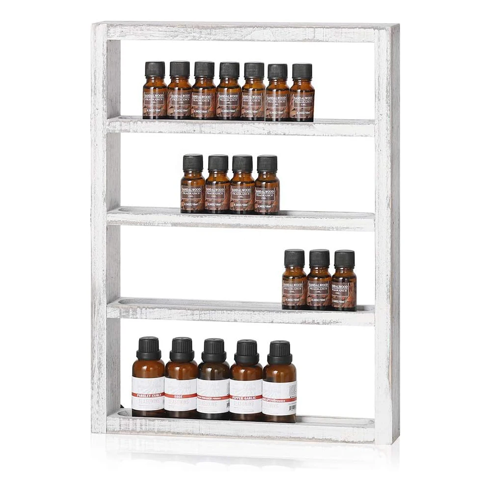 Wall Mounted Essential Oil Storage Shelf Wooden Nail Polish Essential ...