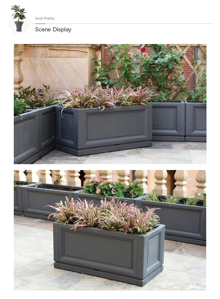 Large Garden Plastic Rectangular Planter Boxes for Flowers