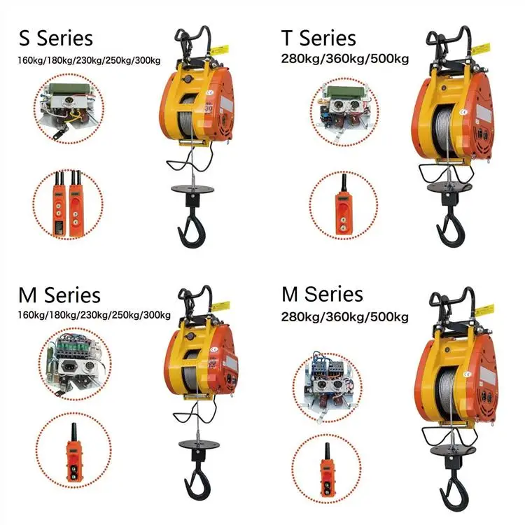 Single Phase Mini Electric Wire Rope Hoist Small Electric Winch 200kg ...