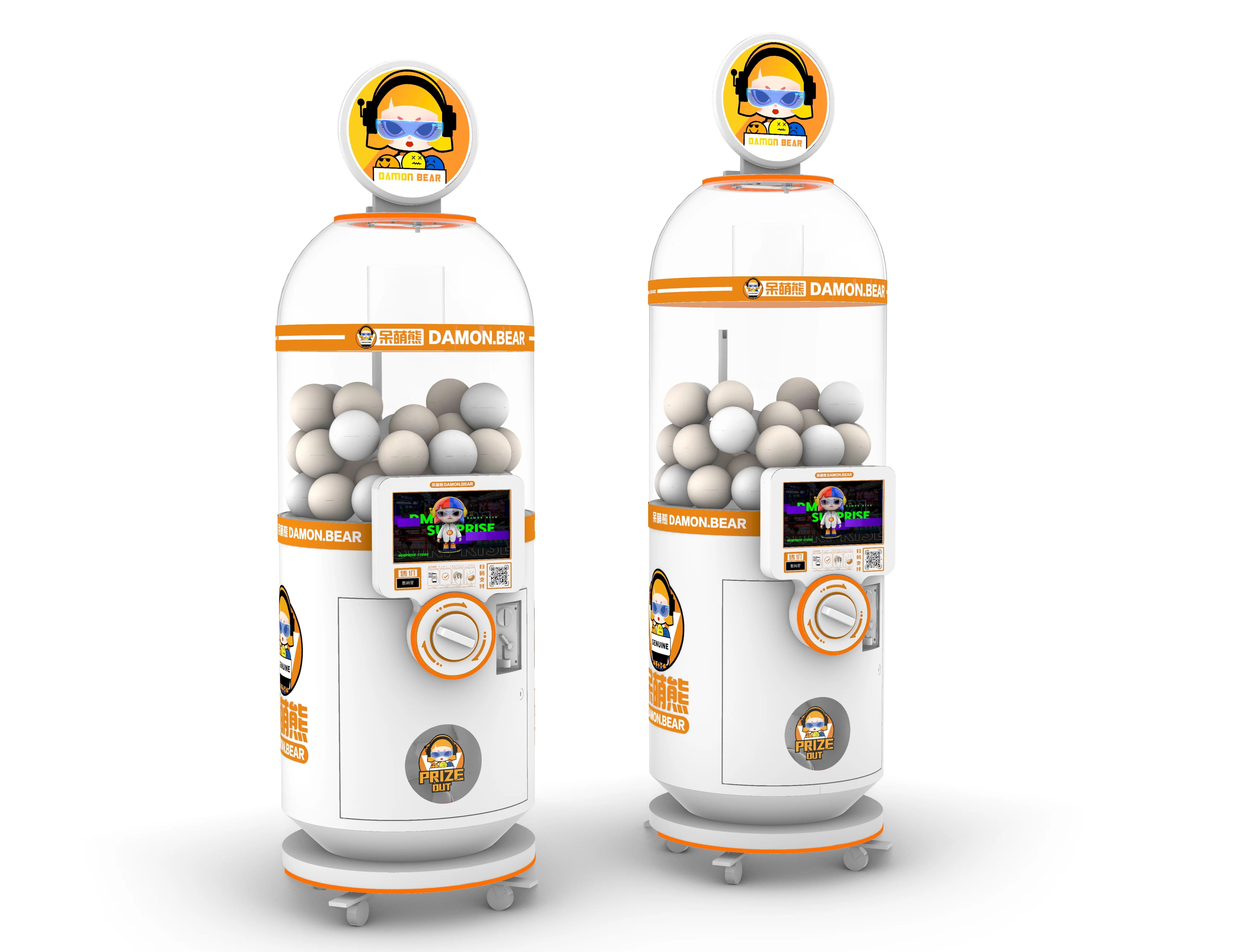 100mm Capsules Toy Vending Machine Transparent 10" Lcd Screen Coin ...