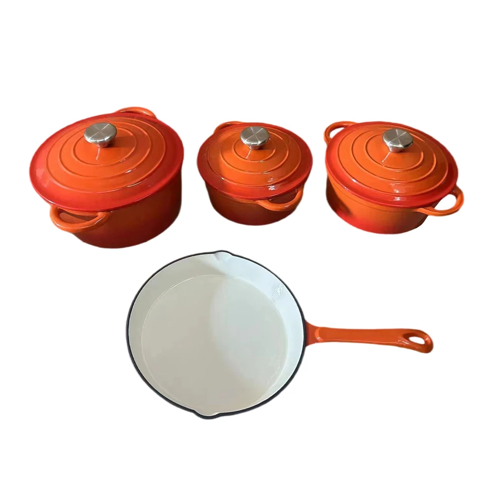 Hot Selling Customized Enamel Cast Iron Cookware Set Casseroles and Non ...