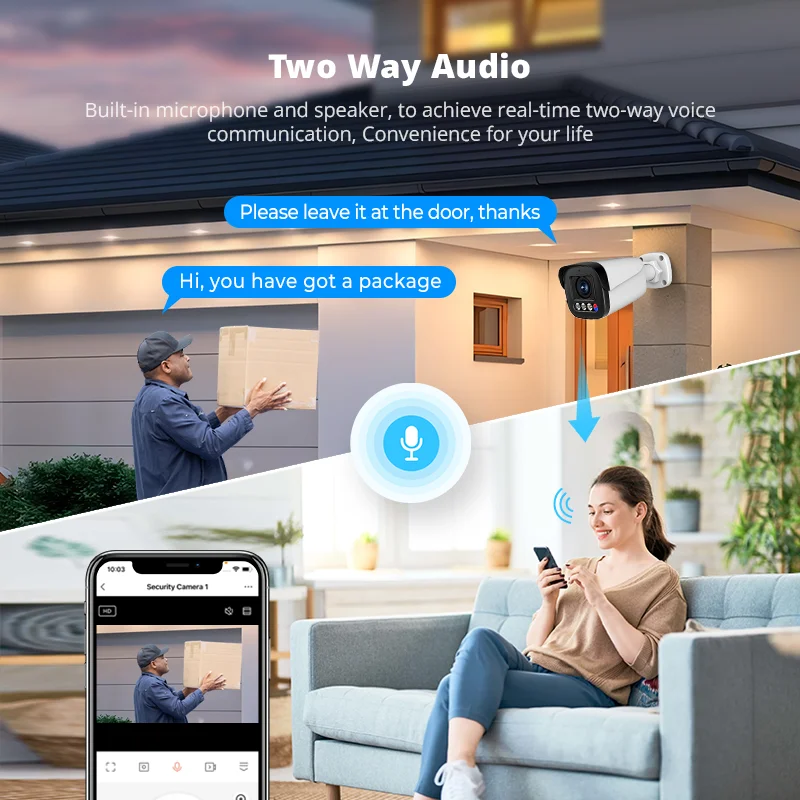 Veezoom 8MP 4K POE Security Camera Night Vision Dual Light Source Two ...