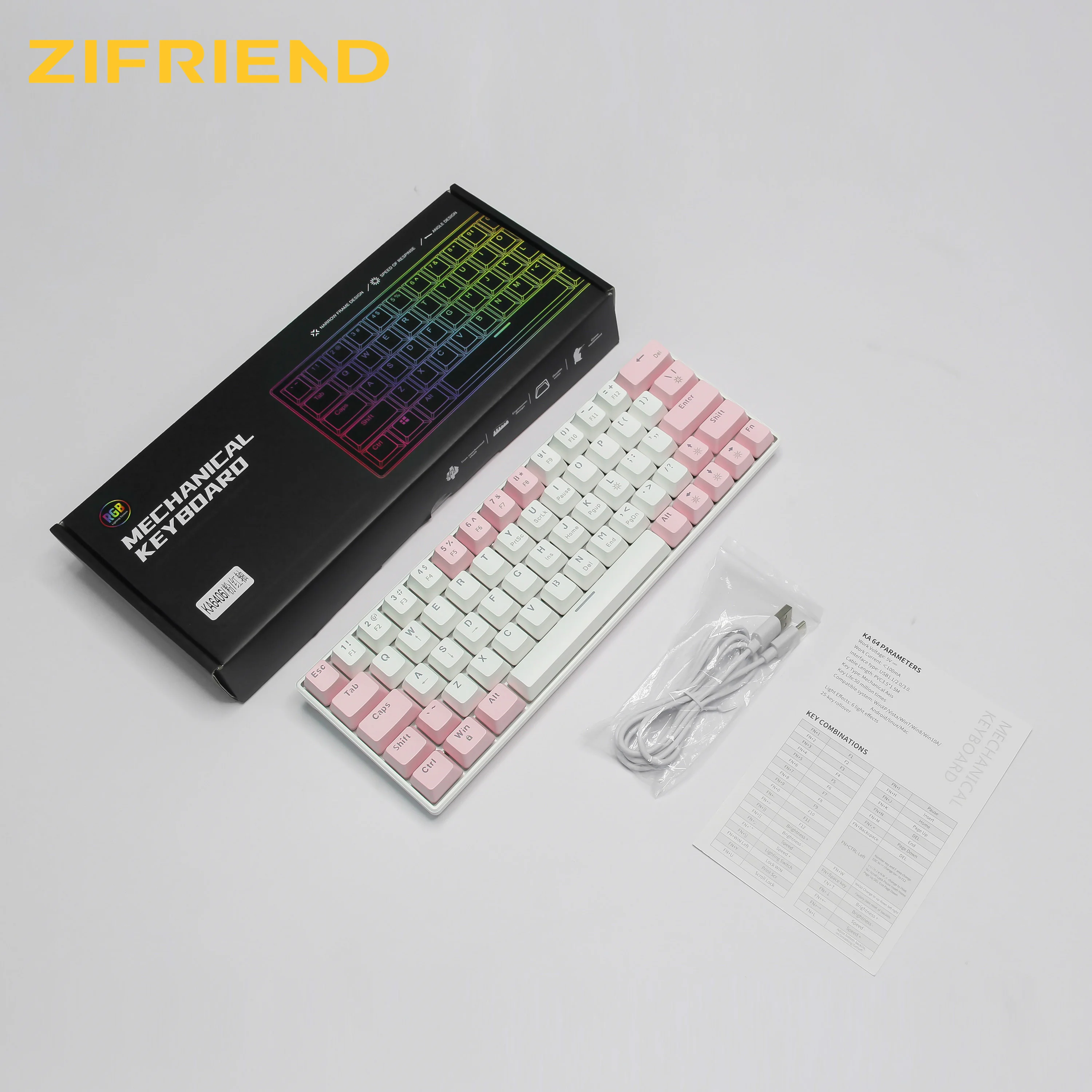 60% 键盘63 64键蓝色红色开关定制键帽迷你usb有线游戏时尚rgb背光光学机械键盘 - Buy Rgb机械键盘,60游戏键盘,Rgb键盘 ...