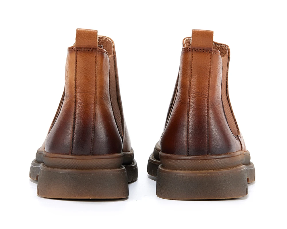 Mens Formal Genuine Leather Chelsea Boots for Men Durable Brown Casual ...
