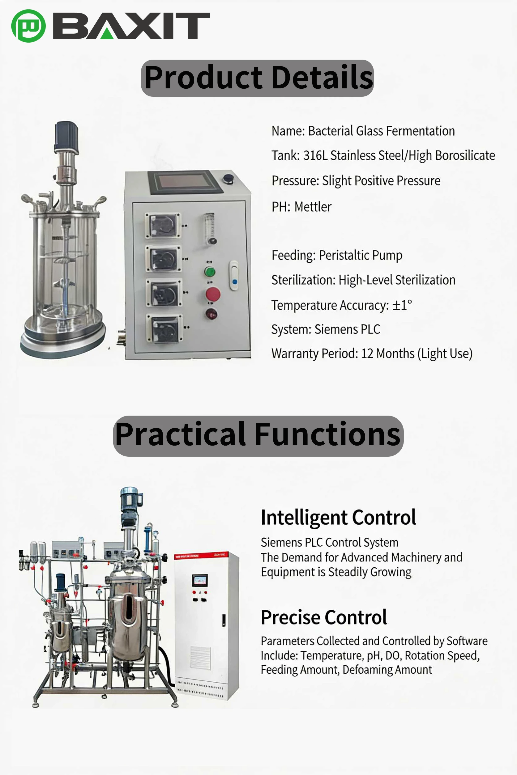High Quality Stainless Steel Mechanical Stirring Fermenter Bioreactor ...