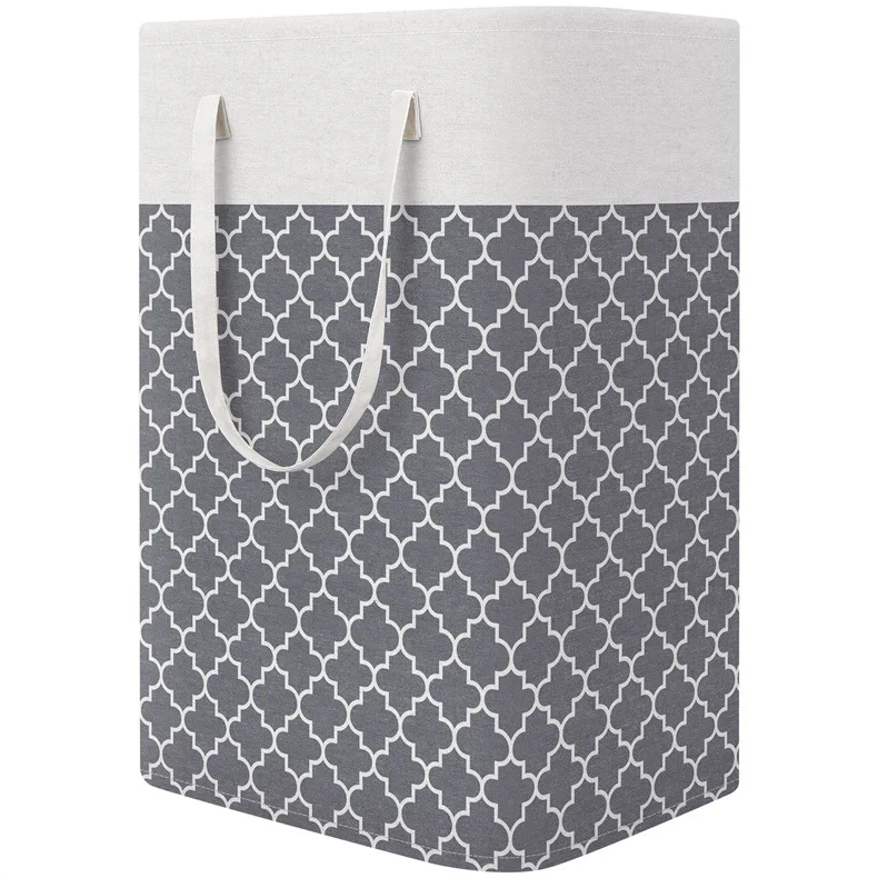 Large Linen Laundry Hamper with Handles Clothes Basket for Bedroom and ...