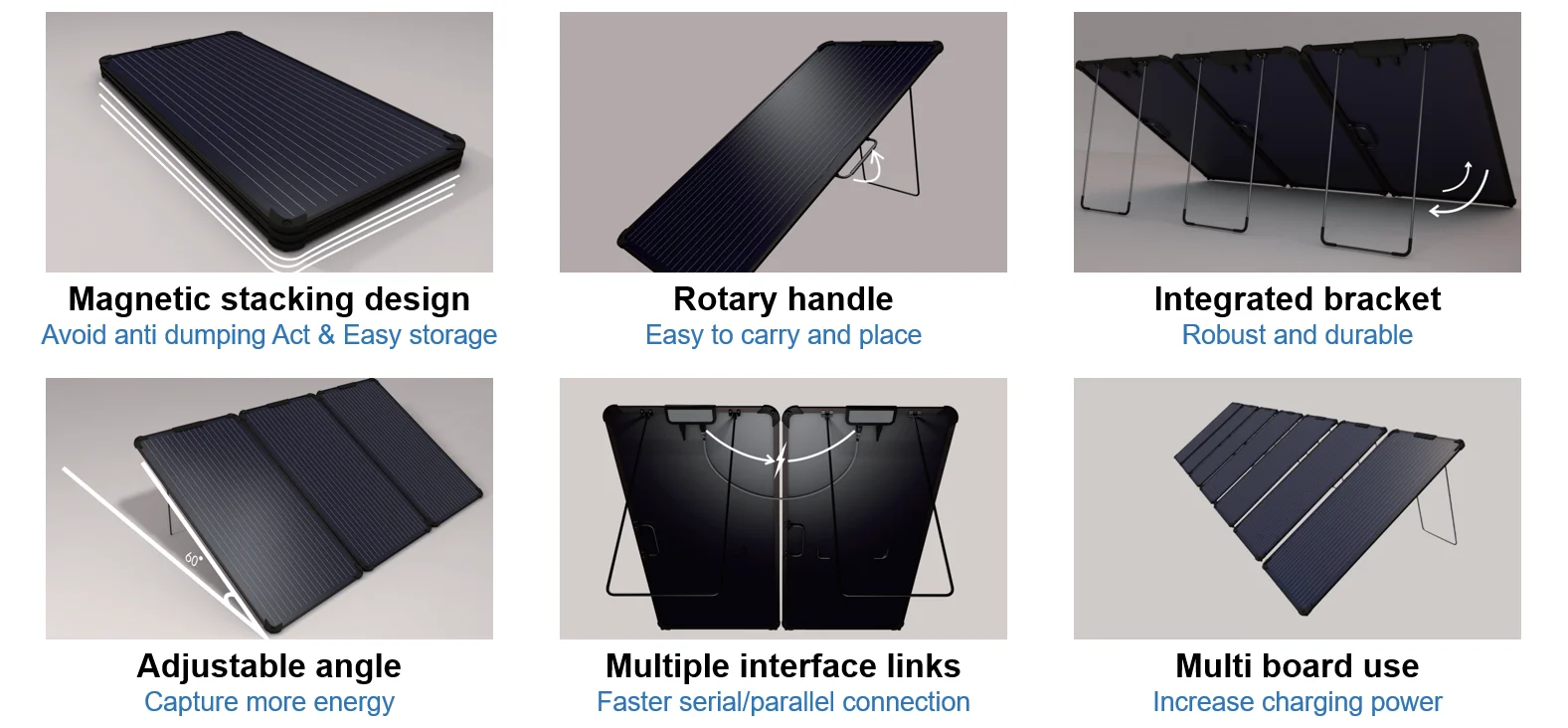 Hipo Adjustable Angle Magnetic Stack Solar Panel Kit Outdoor Power ...