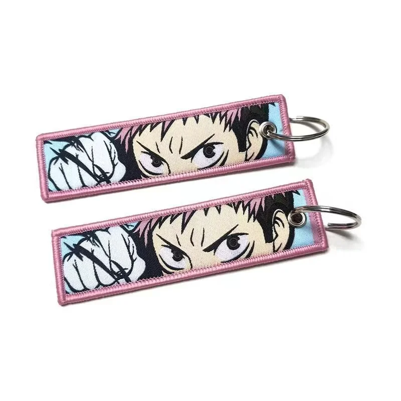 No Minimum Sublimation Anime Double Side Chain Fabric Custom Logo Label ...