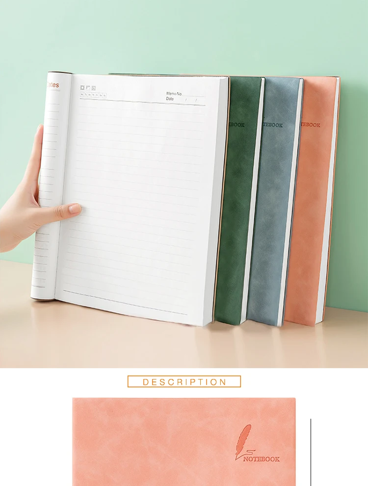 200sheets Thick Soft PU Leather A4 Notebook - Customizable