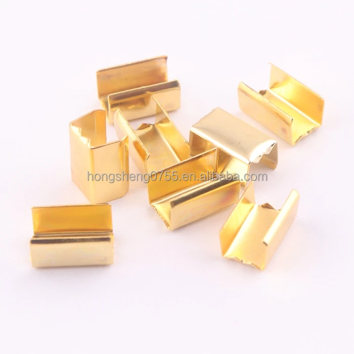 Small Gold Metal Cord End Clamp Clip for Lanyard Webbing Strap Rope