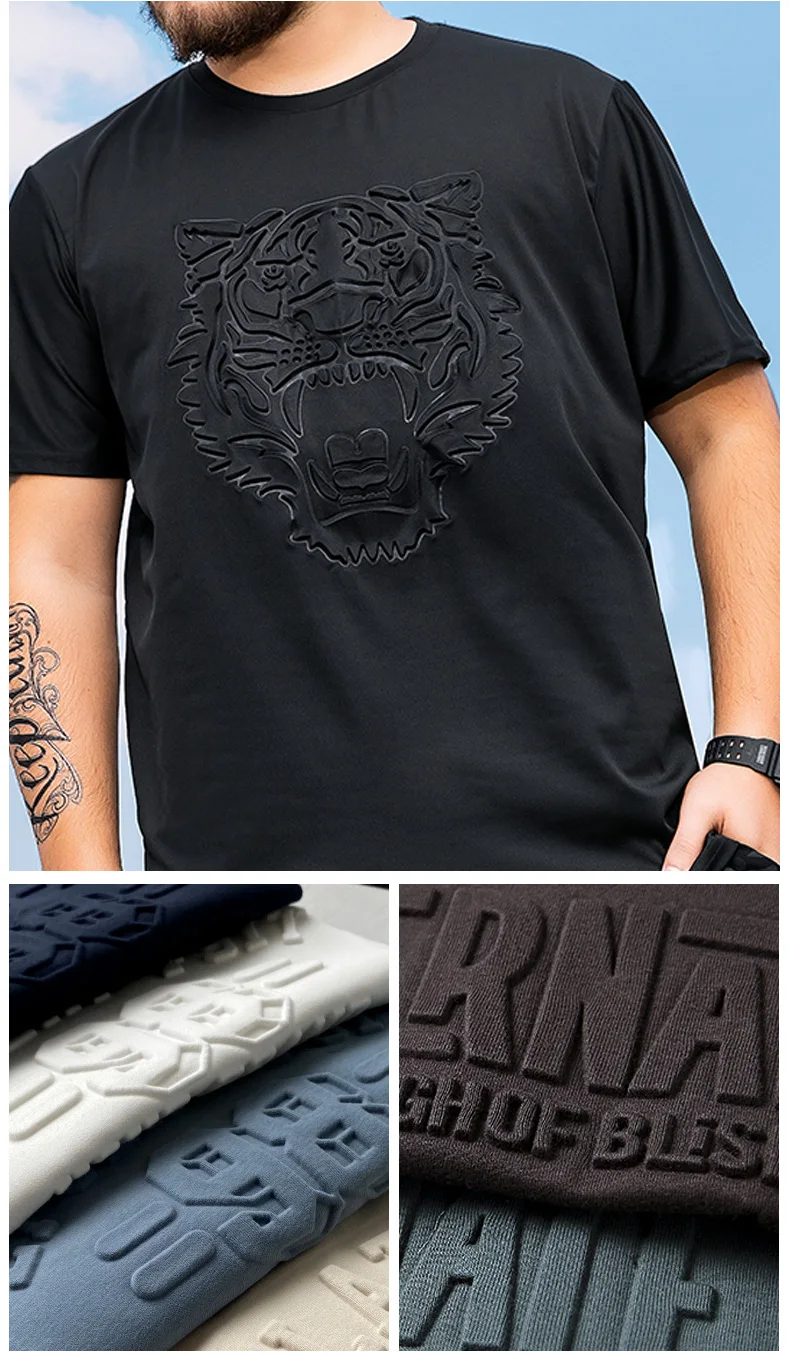 High Quality Cotton Emboss Tee Shirt Oversized Plain O Neck Men's T ...