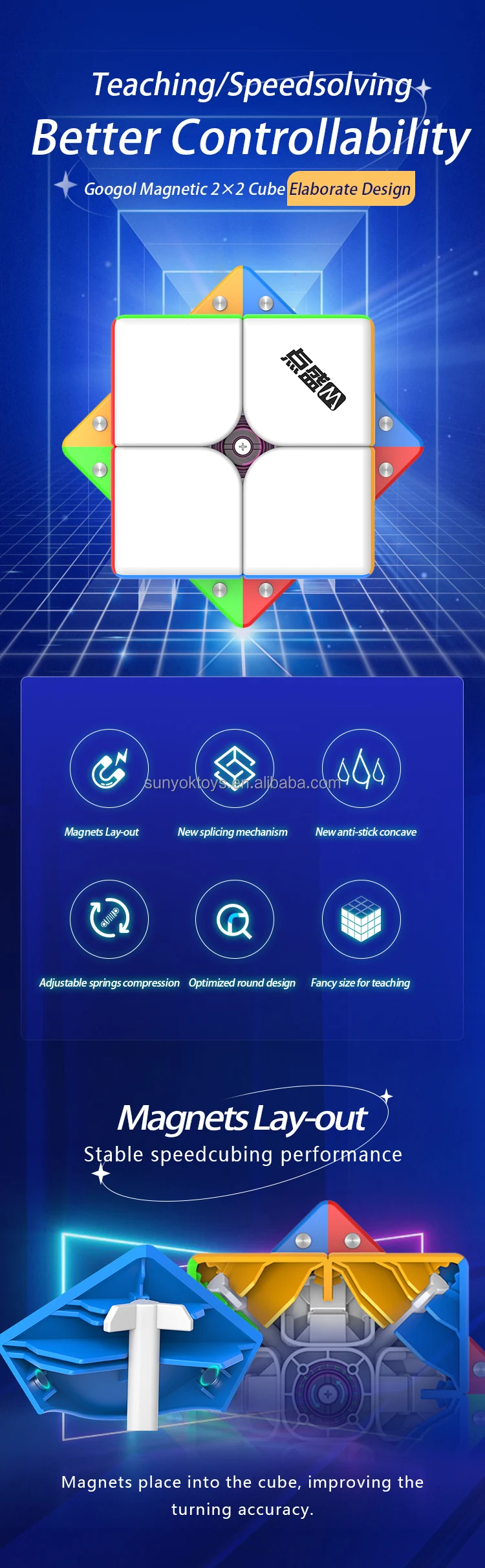 Diansheng Googol 9CM Magnetic 2x2 Speed Cube - Fun & Challenge