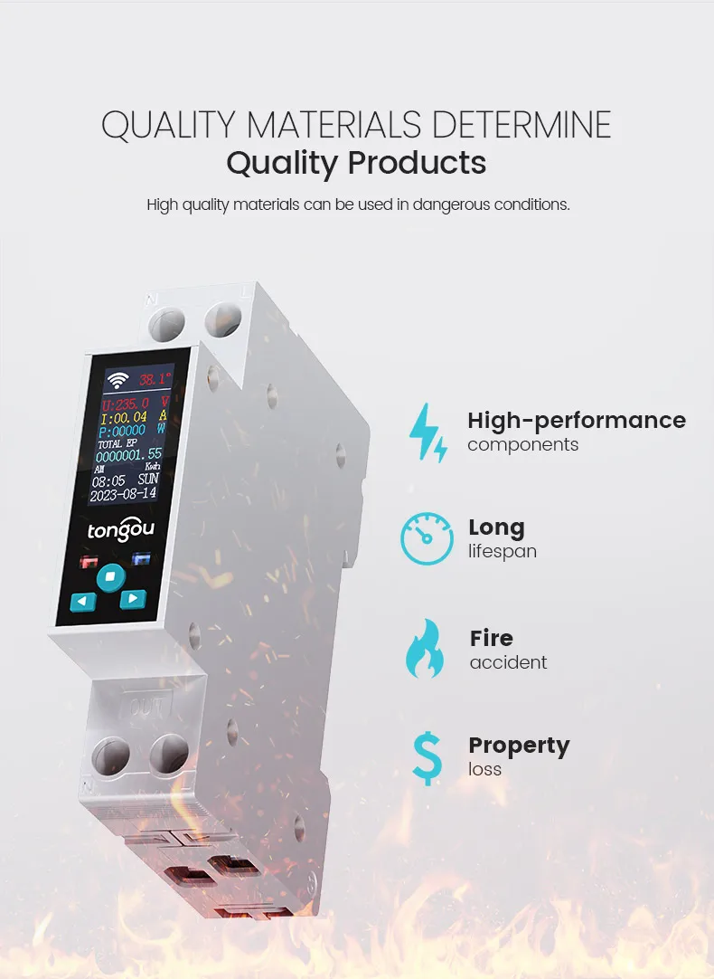 Tuya Wifi 1p+n Smart Circuit Breaker Din Rail For Smart Home Wireless ...
