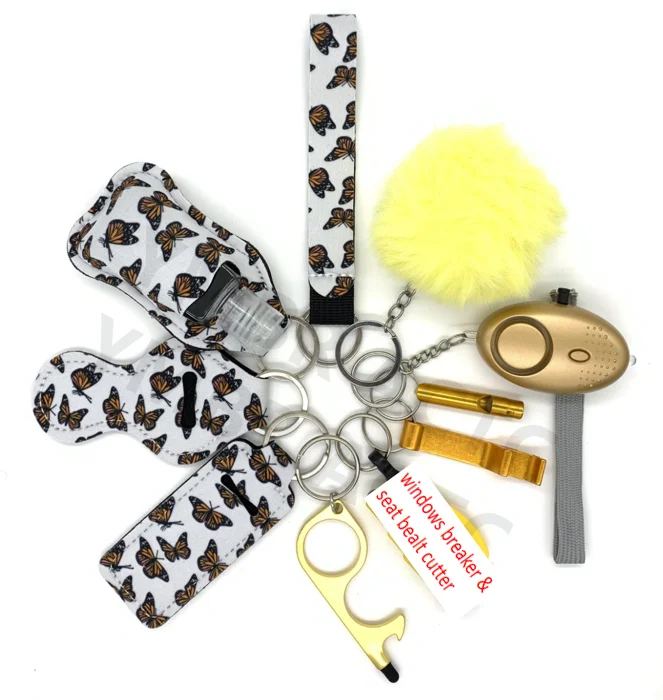 Self Key Chain Woman Alarm Set Safety Defense Keychain Shell Rhinestone ...