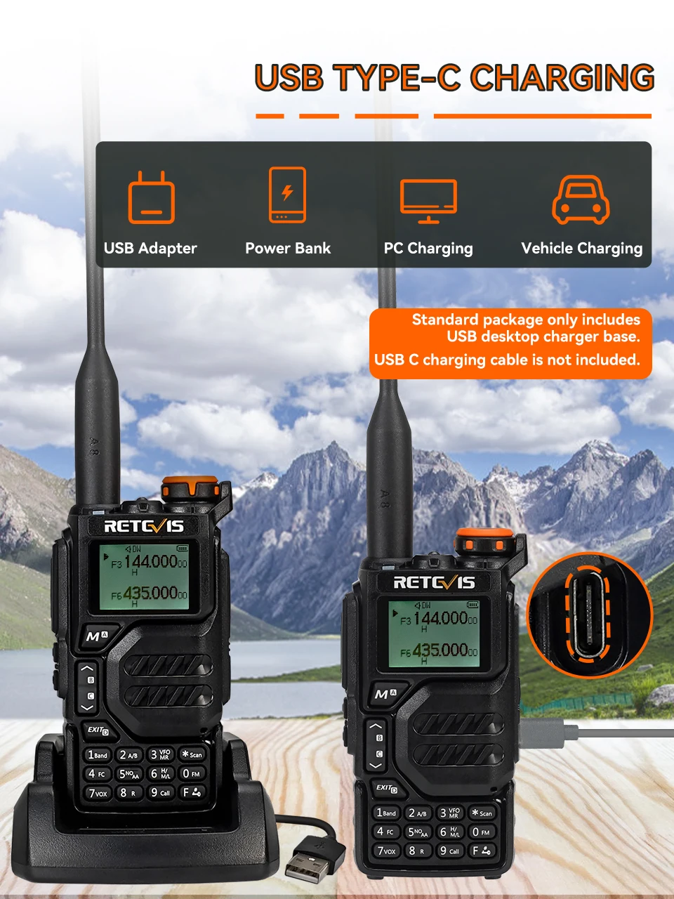 Retevis RA79 - Dual Band Type-C Charging Ham Radio Walkie Talkie