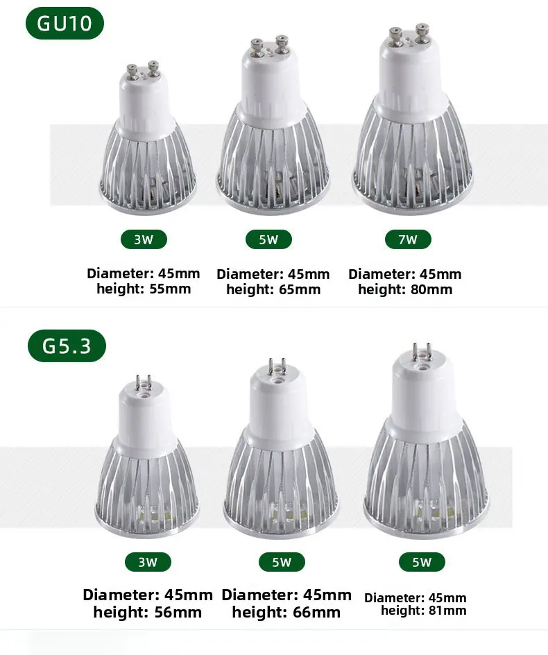 5W LED GU10 Bulb with COB Chip AC 86-265V for Warehouse Hotel Residence ...