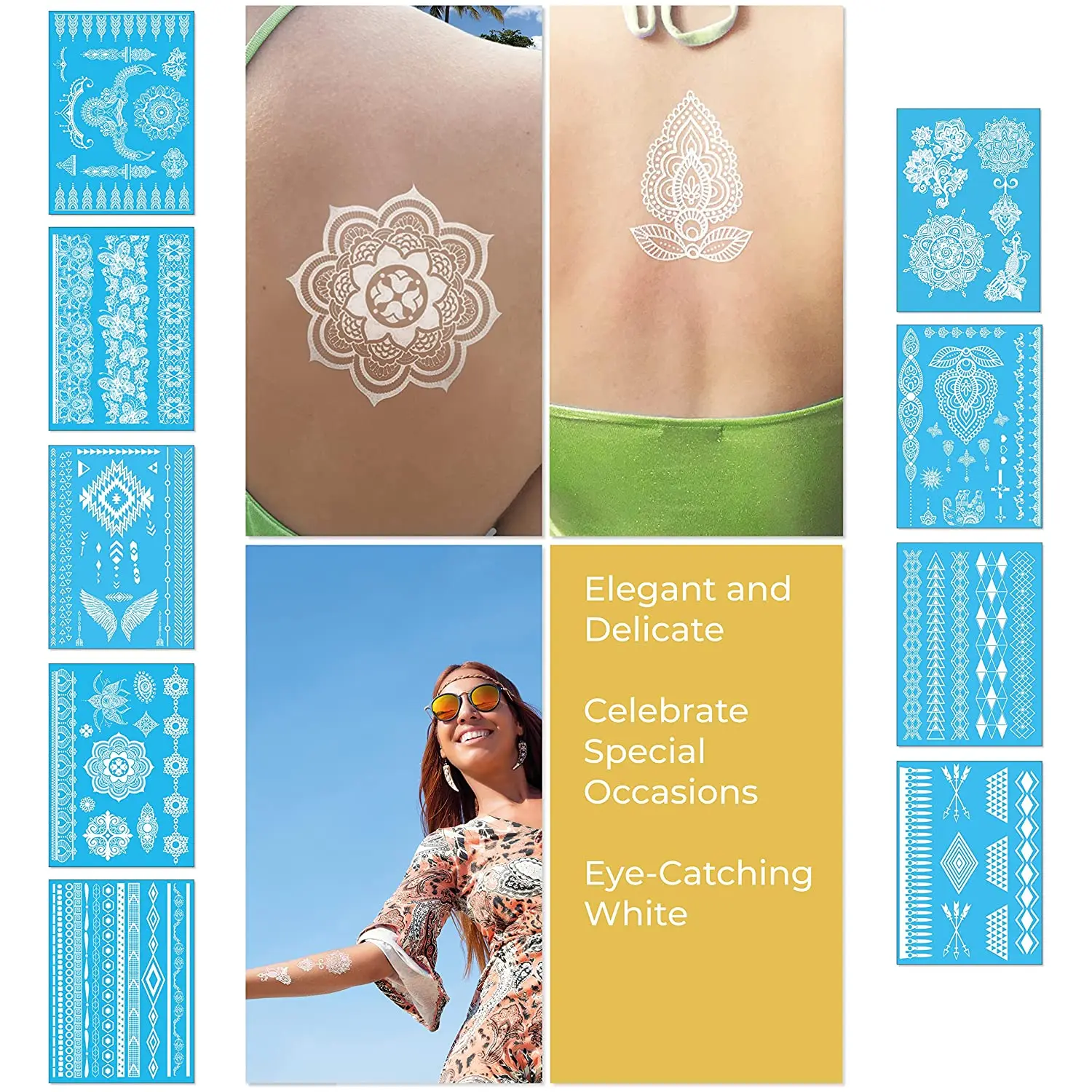 Sexy Mehndi Tattoo Stencil Template Body Art Wedding Painting White ...