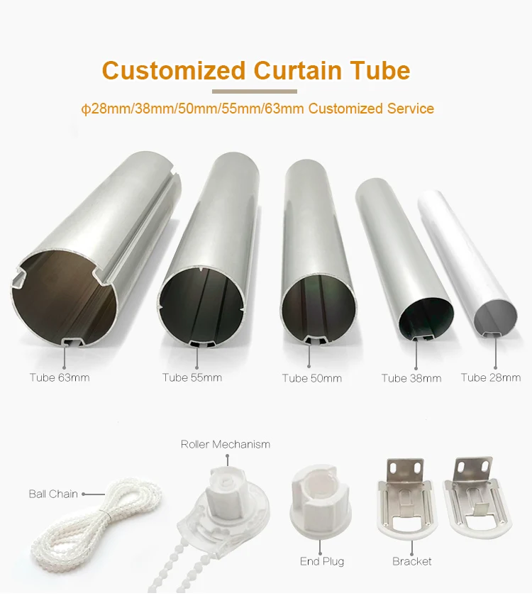 38mm Aluminium Tube Curtain Tube 1mm 1.2mm 1.5mm Thickness Roller ...