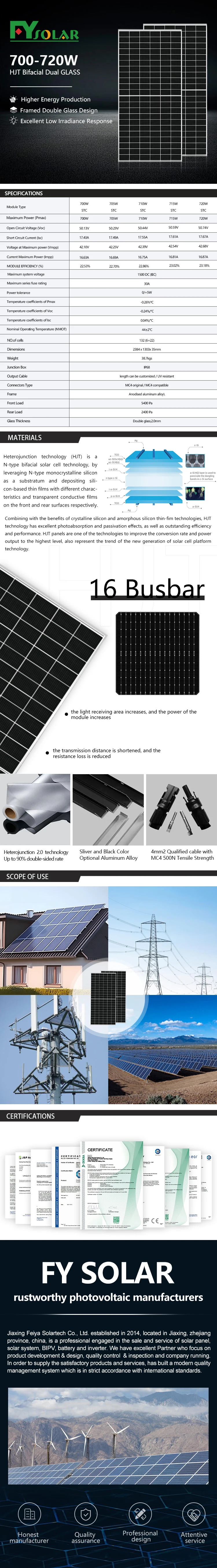 700w 700 Watt Solar Panel Bifacial Solar Plate 700w 720w 710w Solar ...