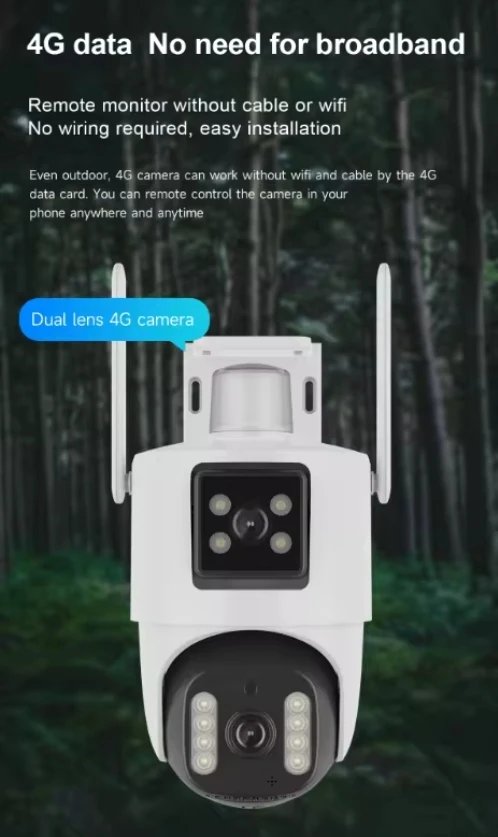 V380 Pro Outdoor Security Camera Full HD Dual Lens with 4G & PTZ Motion ...