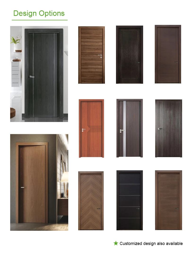 Modern Solid Core Walnut Veneer MDF Door with Metal Strips - Interior ...