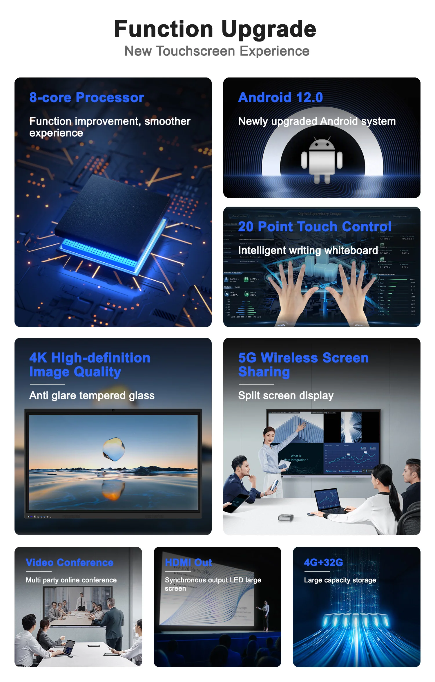 65 85 100 Inch LCD Display Touch Screen TV Flat Panel 75 Inch ...