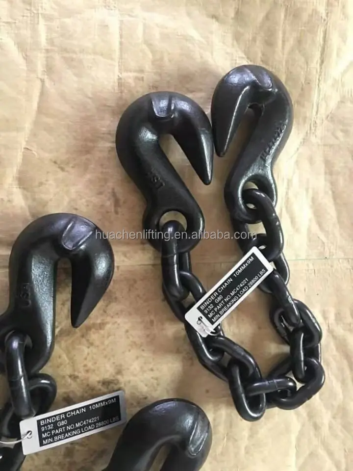 Factory Sale G80 Black Load Binder Chain With Welded Hooks For Lifting ...