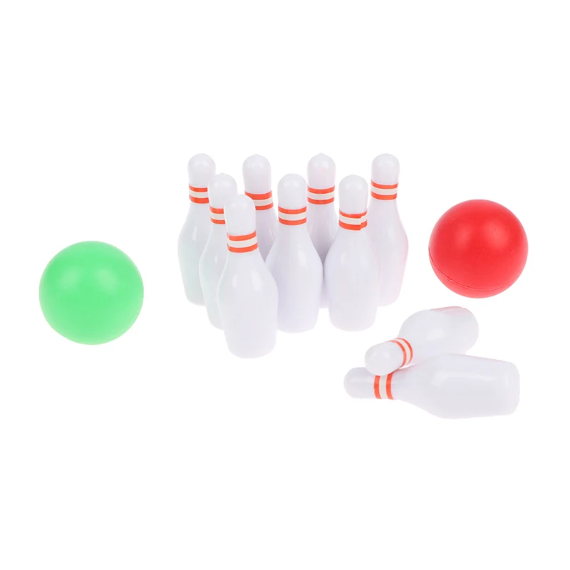 1set(2*ball+10*bottle) 1:12 Dollhouse Miniature Mini Bowling Set Model ...