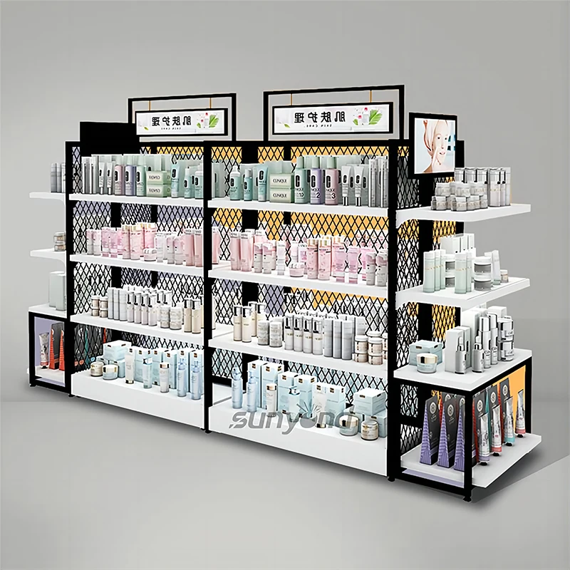 White steel beauty shelf loreal cosmetics gondola shelving metal main ...